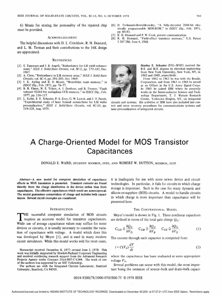 A Charge-Oriented Model For MOS Transistor Capacitances | PDF | Field ...