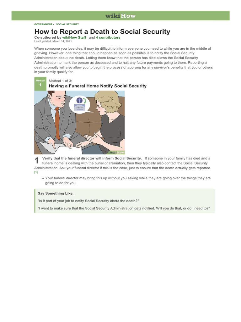Report A Death To Social Security | PDF | Widow | Social Security ...