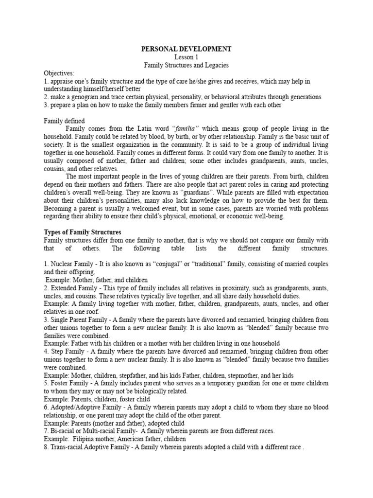 Lesson 1 Q4 Perdev | PDF | Family | Parent