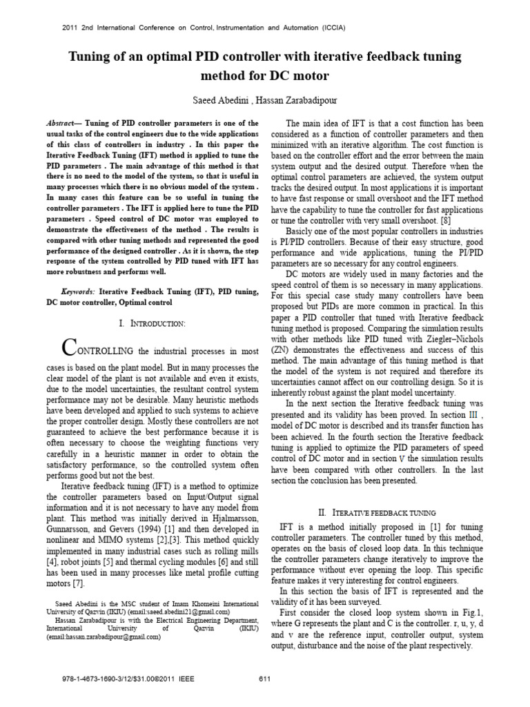 PID Controller Tuning for DC Motors | PDF | Control Theory ...