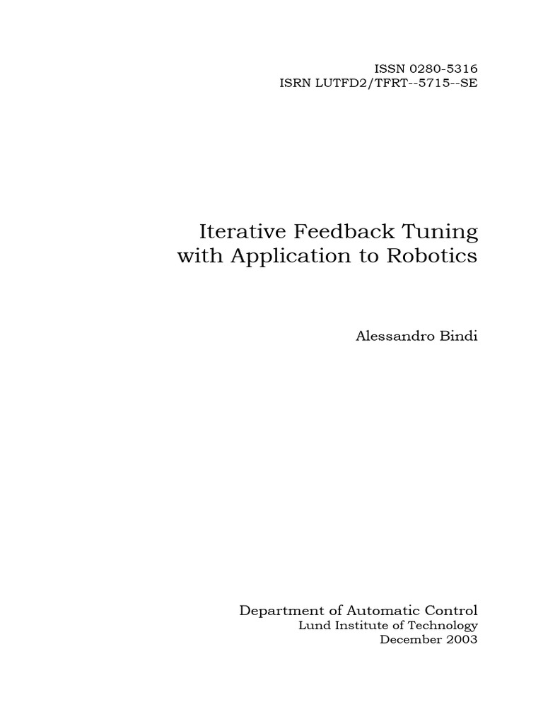 Iterative Feedback Tuning With Application To Robotics | PDF | Control Theory | Mathematical ...