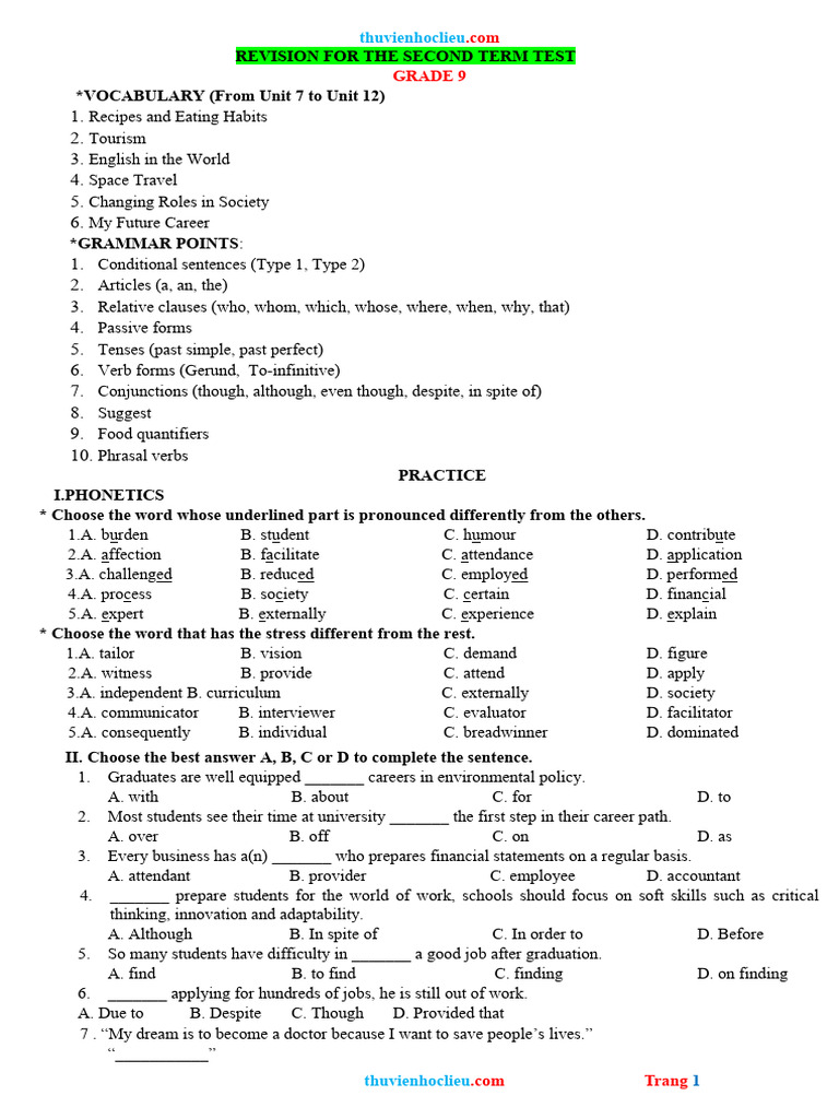 De Cuong On Tap HK2 Anh 9 Nam 23 24 | PDF | Space Debris | Interview