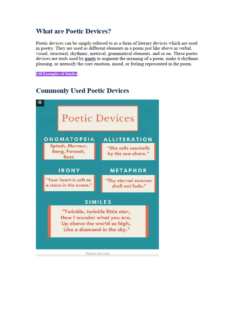 What Are Poetic Devices | Download Free PDF | Poetry | Poetic Devices