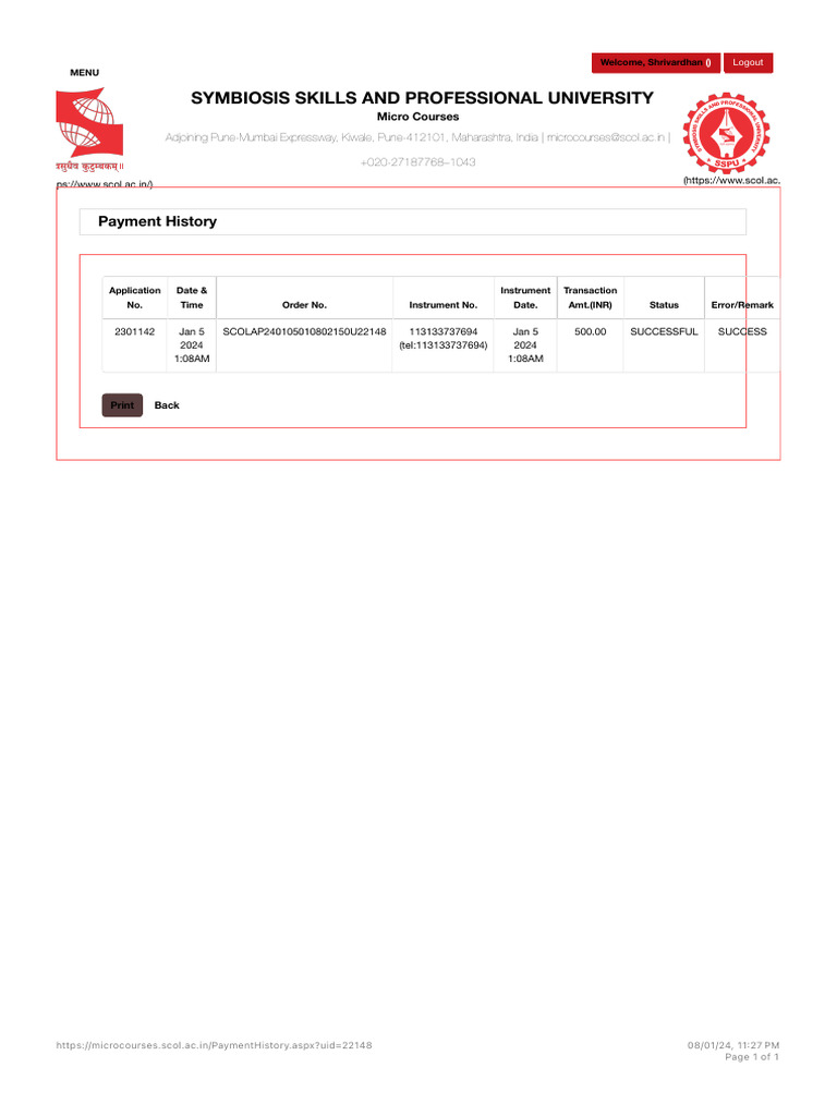 SSPU - Application - Symbiosis Skills and Professional University, Pune ...