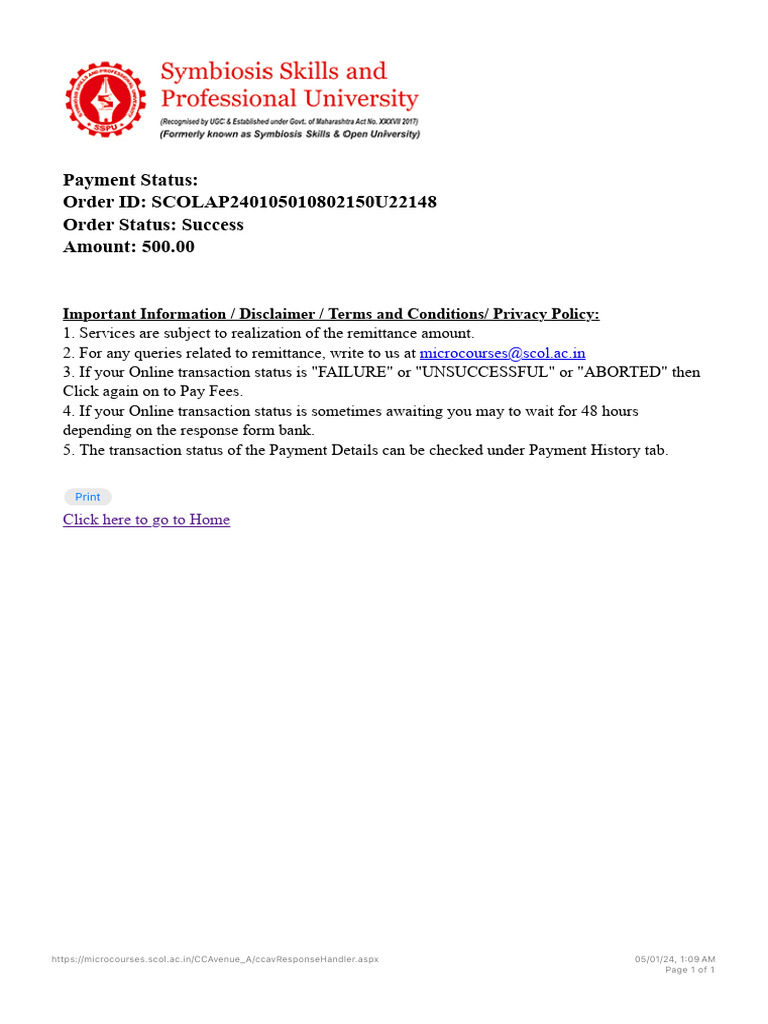 Payment Confirmation Details | PDF