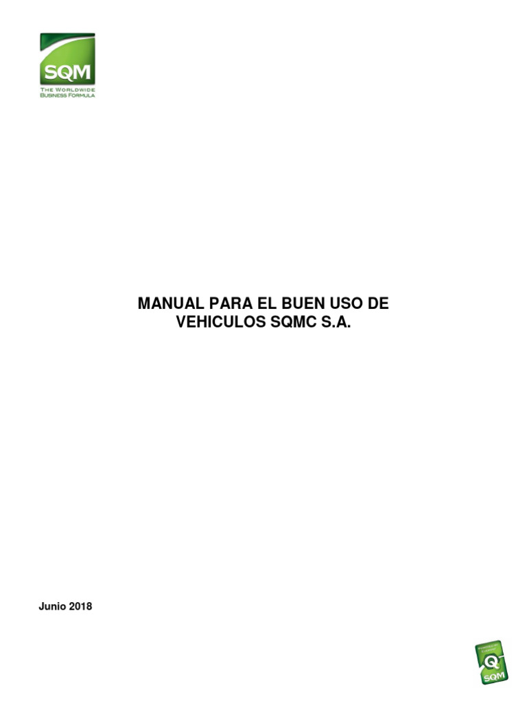 Manual para El Buen Uso de Vehiculos SQMC 13.06.2018 | PDF | Licencia de conducir