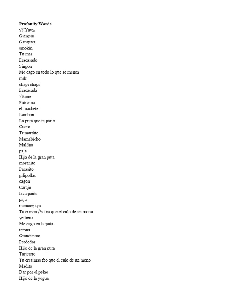 Profanity Words | PDF | La sexualidad humana