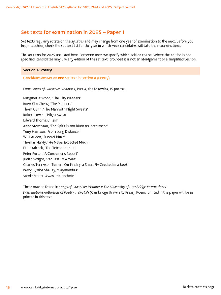 IGCSE 2025 Poetry | PDF