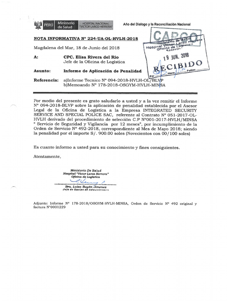 Penalidades Junio 2018 | PDF