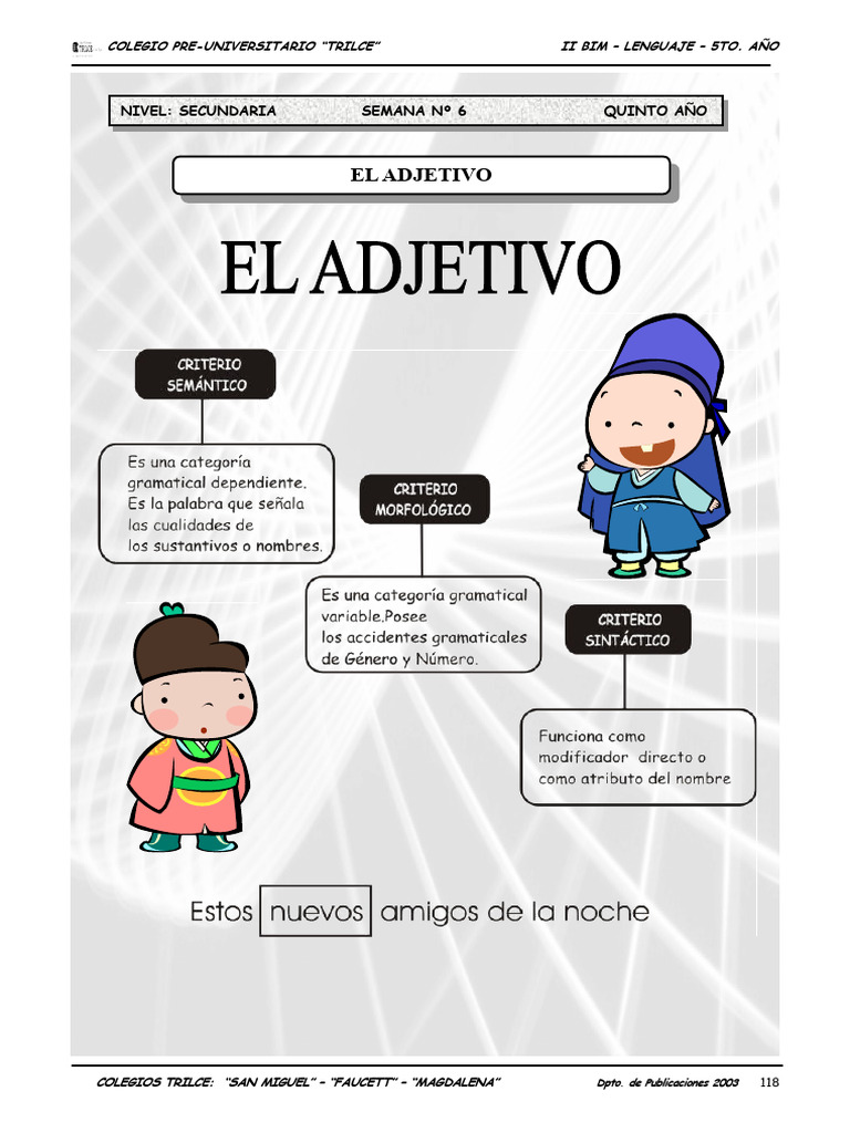 Ejercicios de Adjetivos para Secundaria | PDF