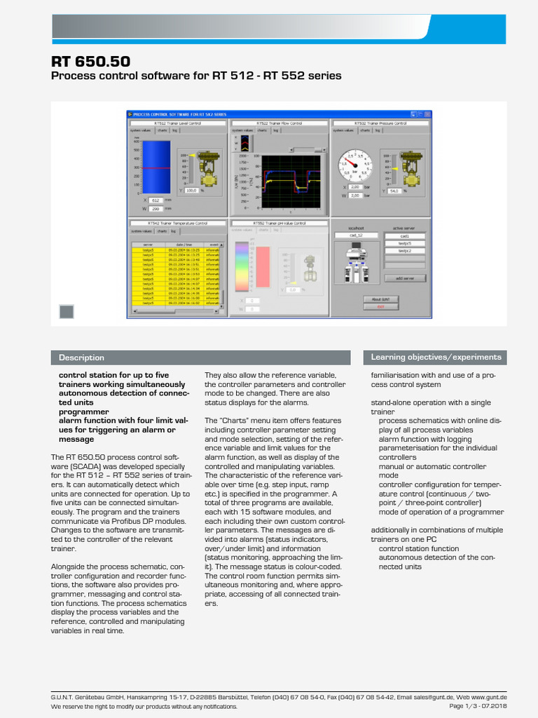 RT 650.50 Process Control Software For RT 512 RT 552 Series Gunt 1236 | PDF | Parameter ...