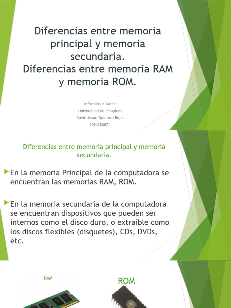 Diferencias entre Memoria RAM y ROM | PDF | Almacenamiento de datos de ...