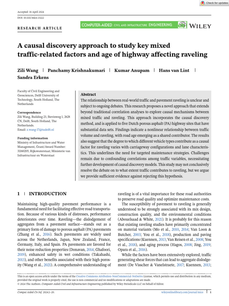 Computer Aided Civil Eng - 2024 - Wang - A Causal Discovery Approach To Study Key Mixed Traffic ...