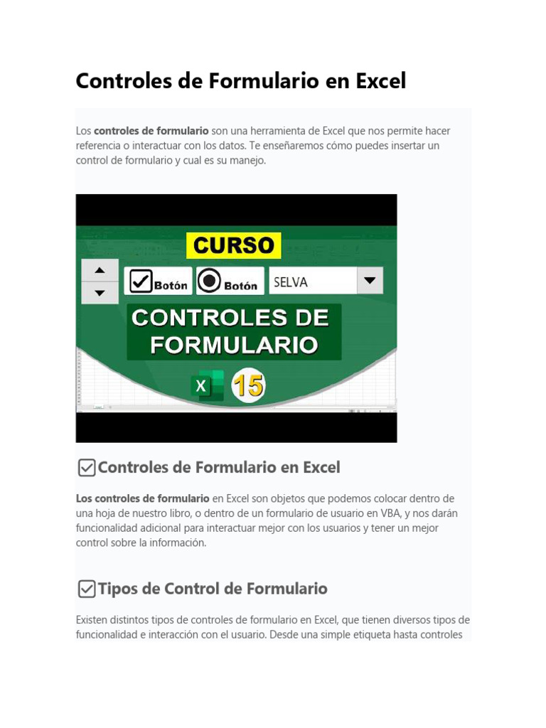 Controles de Formulario en Excel TT | PDF | Microsoft Excel | Ciencias de la Computación