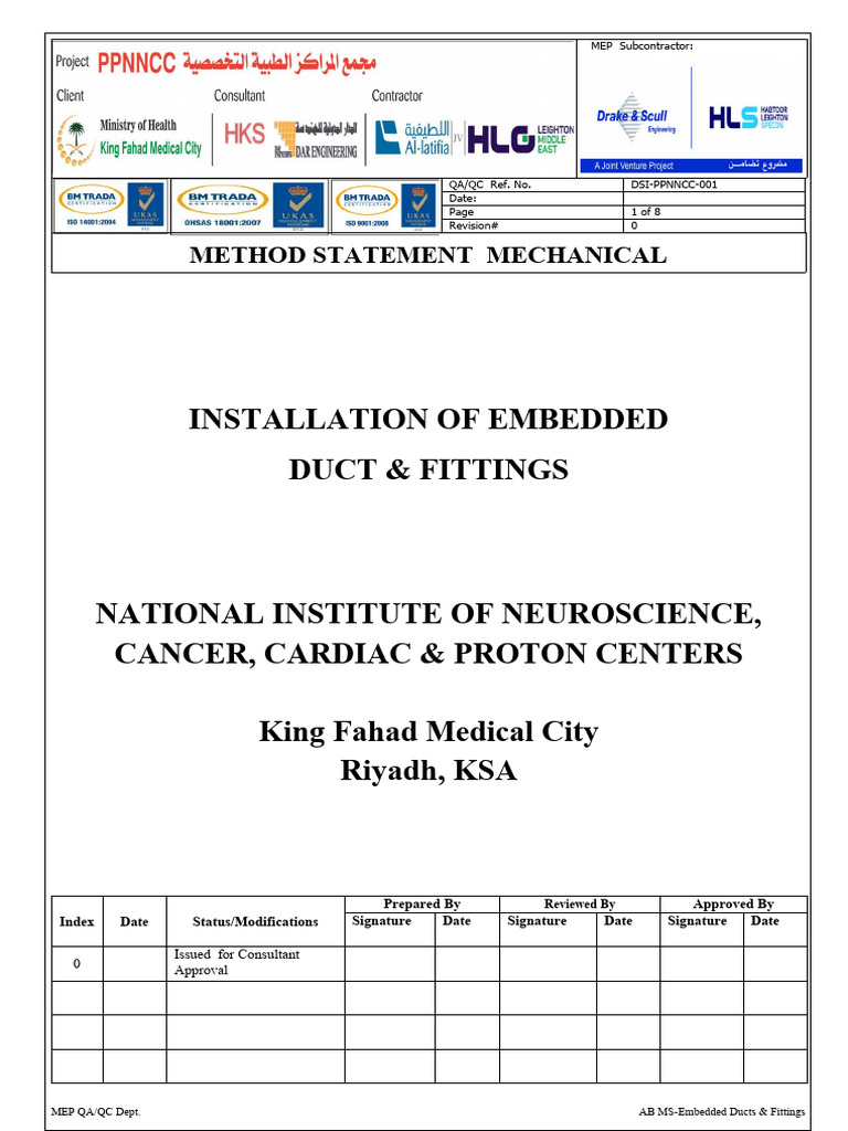 MS-HVAC-EMBEDDED DUCT Final Rev 1 | Download Free PDF | Duct (Flow) | Quality Assurance