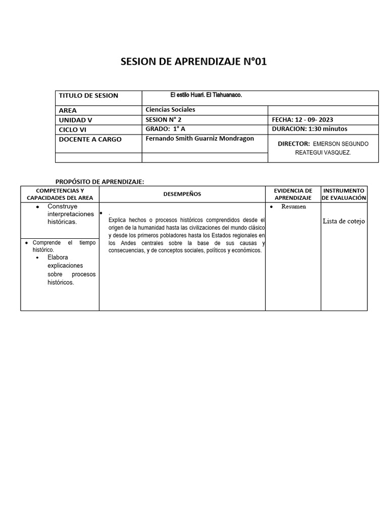 Sesion de Aprendizaje N | PDF | Aprendizaje | Maestros