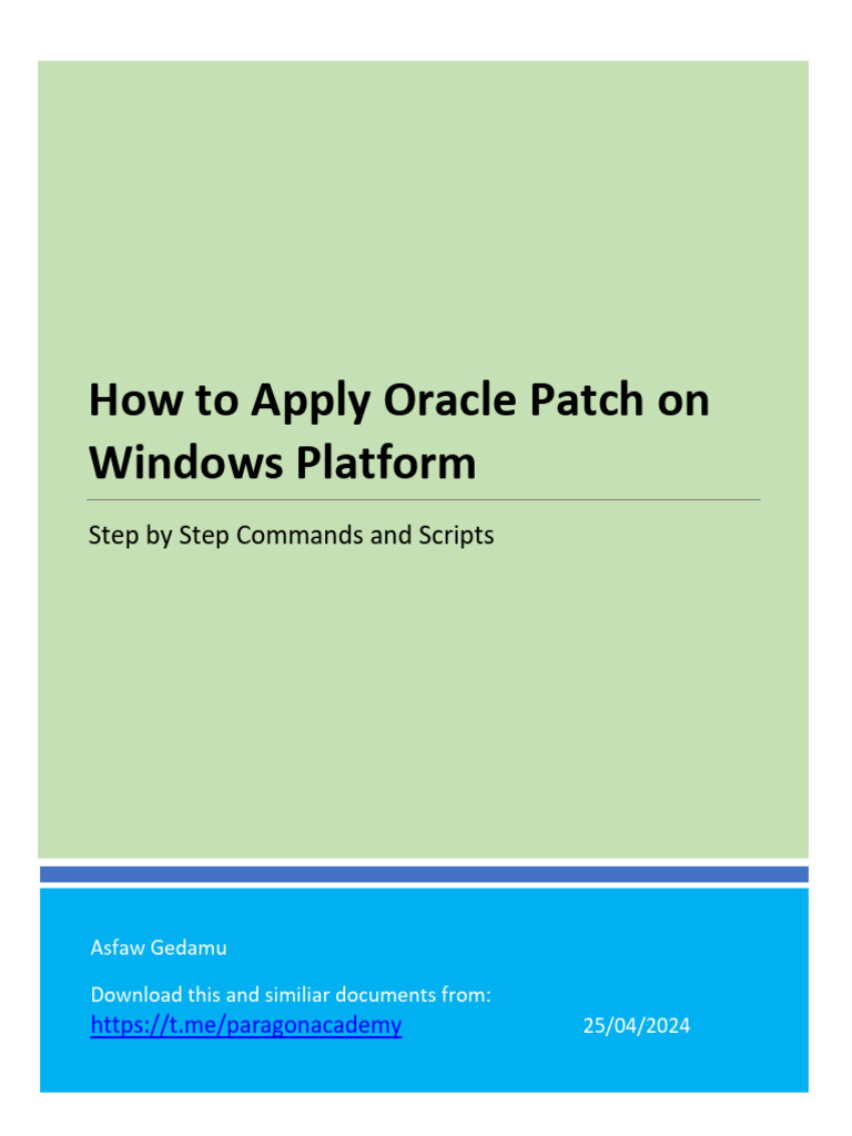 How To Apply Oracle Patch On Windows Platform | PDF | Databases | Oracle Database