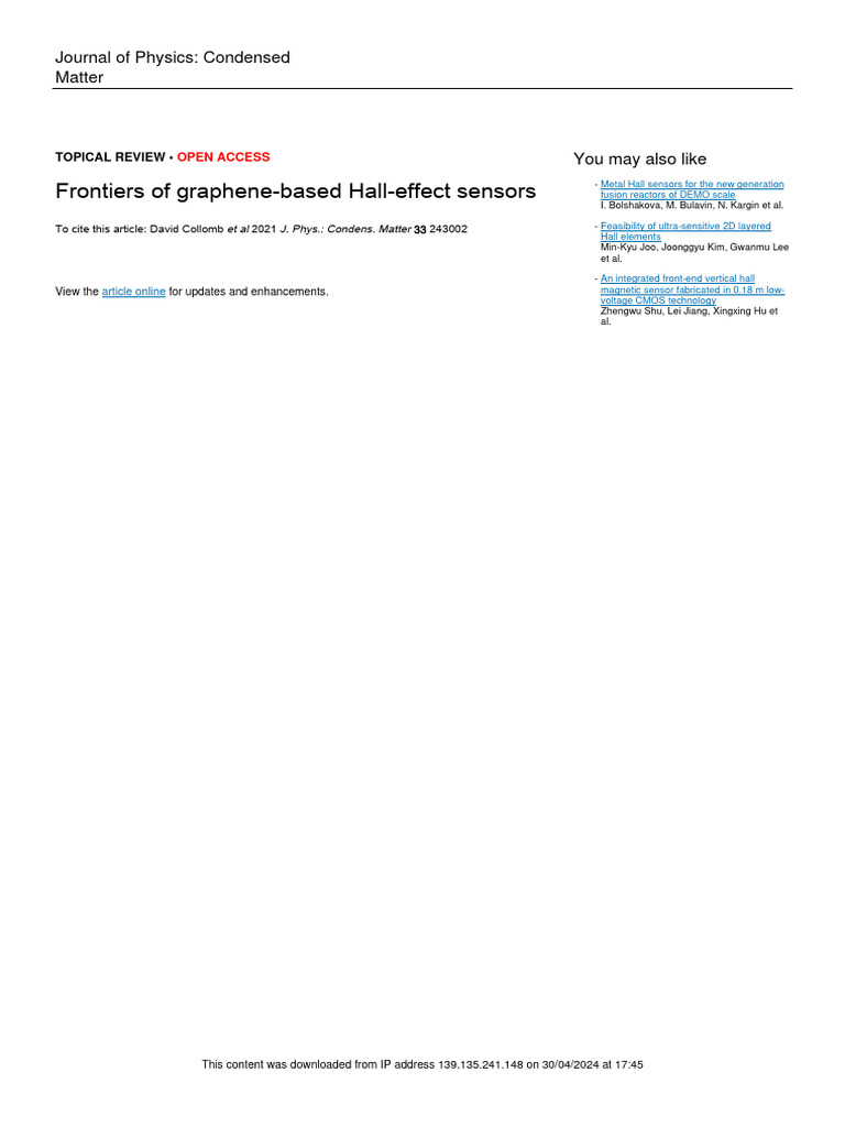 Collomb 2021 J. Phys. Condens. Matter 33 243002 | PDF | Atomic Force ...