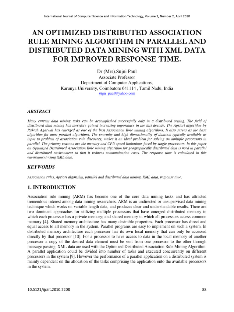 2010 - An Optimized Distributed Association Rule Mining Algorithm in ... 2010 - An Optimized Distributed Association Rule Mining Algorithm in ...
