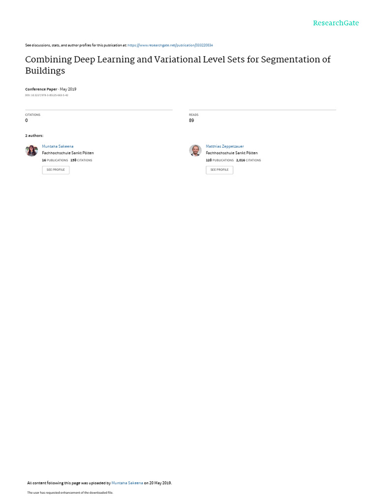 Combining Deep Learningand Variational Level Setsfor Segmentationof Buildings | PDF | Image ...