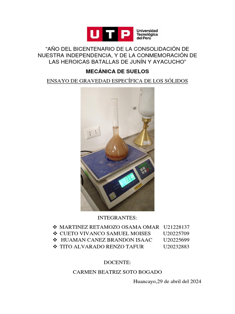 Gravedad Específica de Sólidos en Suelos | PDF | Laboratorios | Agua