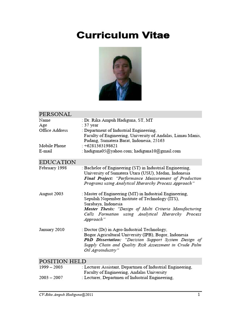Rika Ampuh Hadiguna-CV | PDF | Business