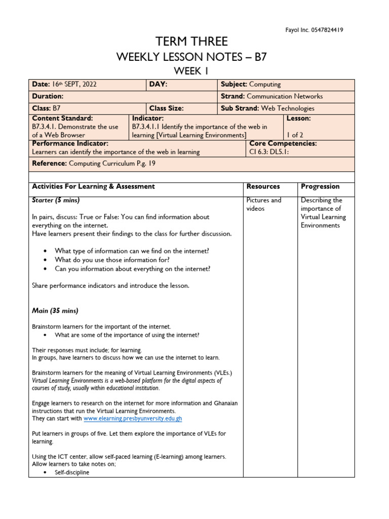B7 Comp WK1 | PDF | Educational Technology | Learning