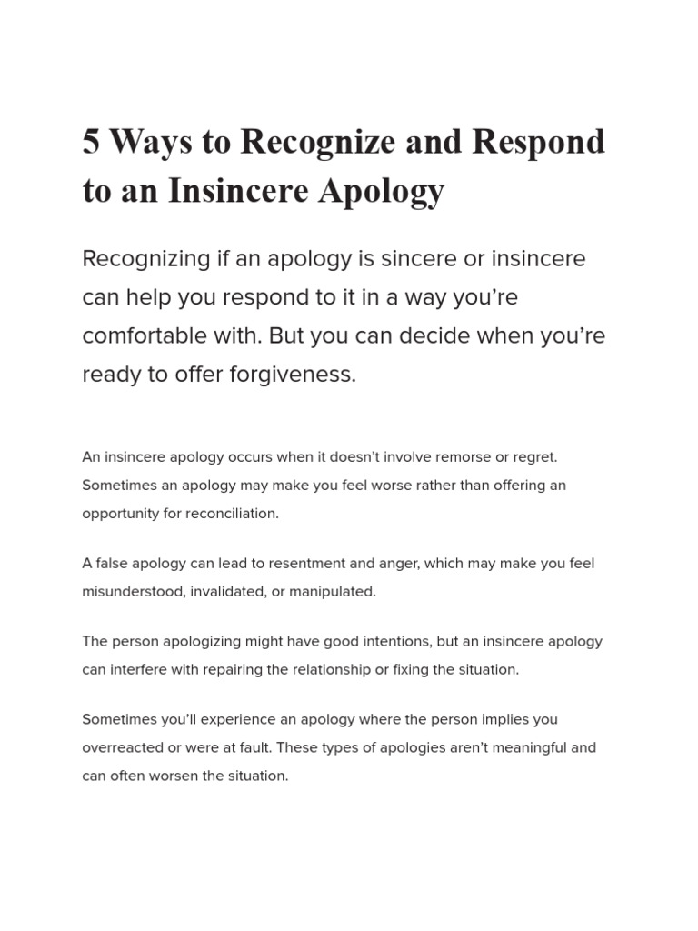 Spotting Insincere Apologies | PDF | Forgiveness | Empathy