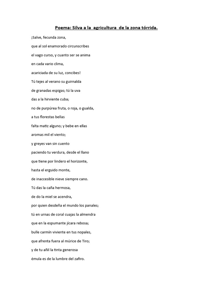 Poema Silva a La Agricultur de La Zona Tórrida. | PDF | Poesía