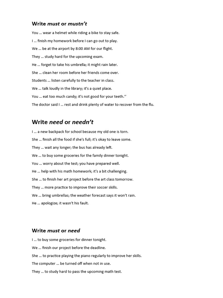 Must Need | PDF | Language Arts & Discipline | Wellness