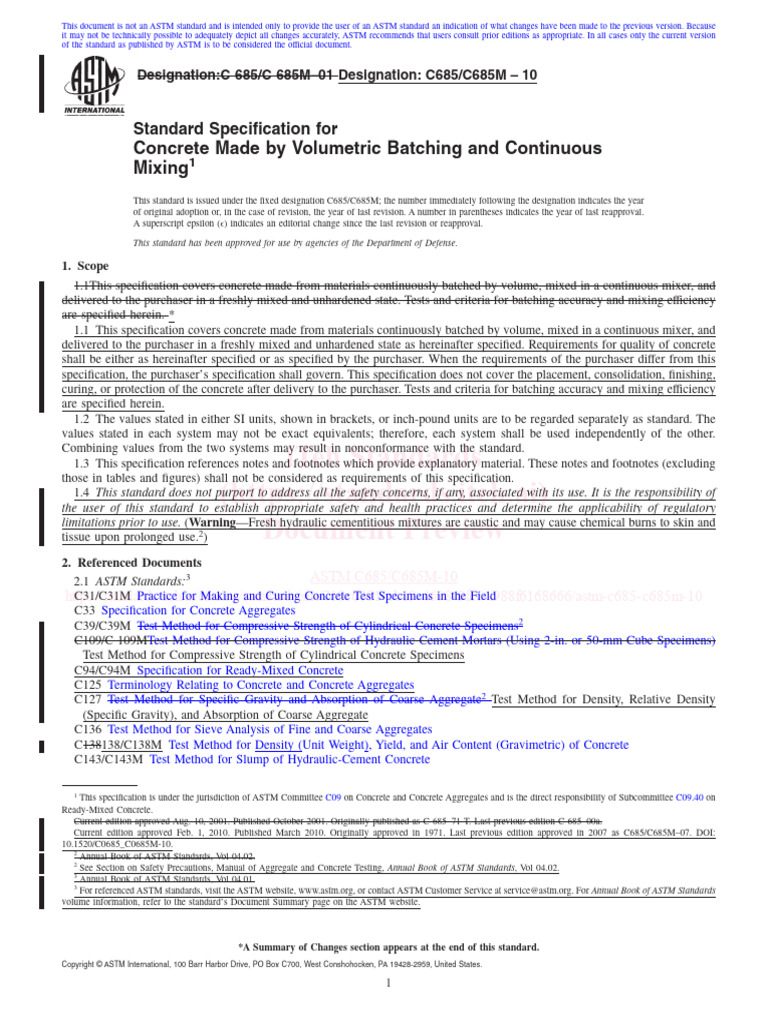 Astm C685 C685M 10 | PDF | Concrete | Cement