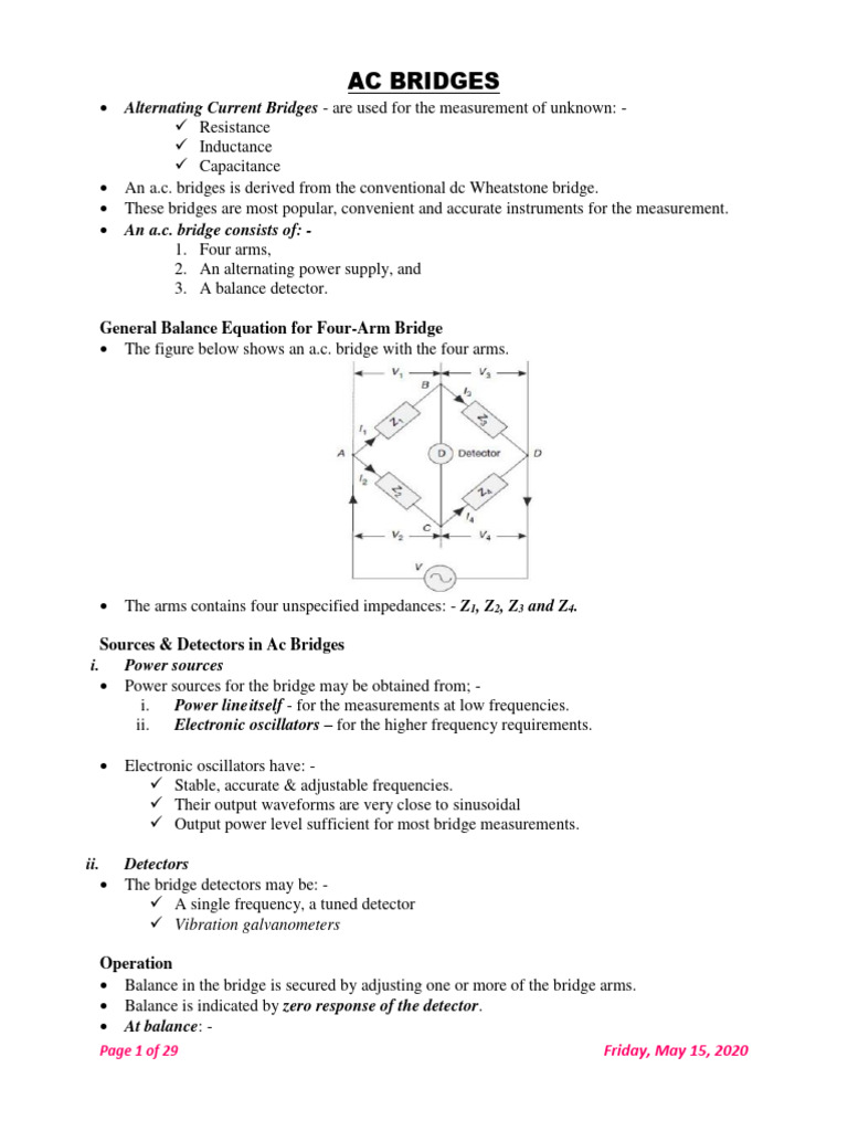 AC Bridges | PDF | Electrical Impedance | Inductor
