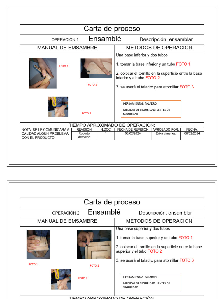 CARTA DE PROCESO Acevedo | PDF | Perforar | Madera