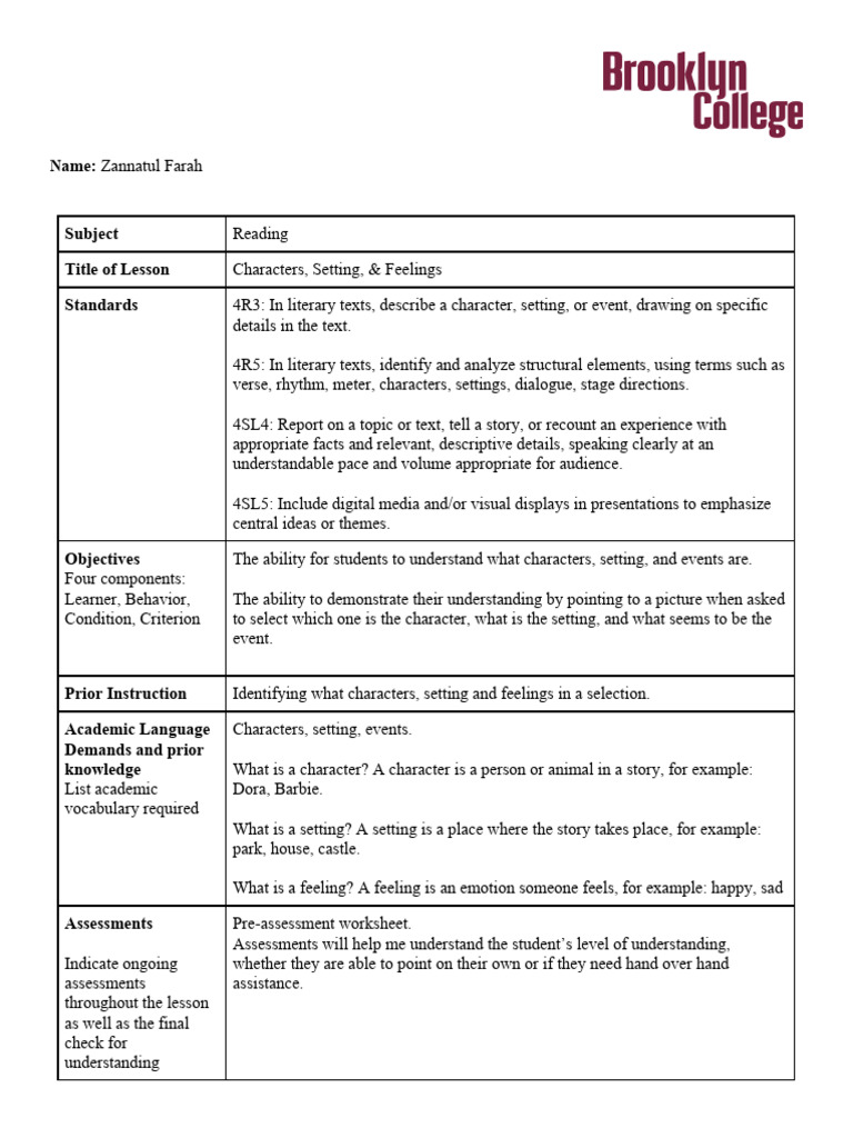 lesson plan 2 - spring 2024 | PDF | Feeling | Psychology