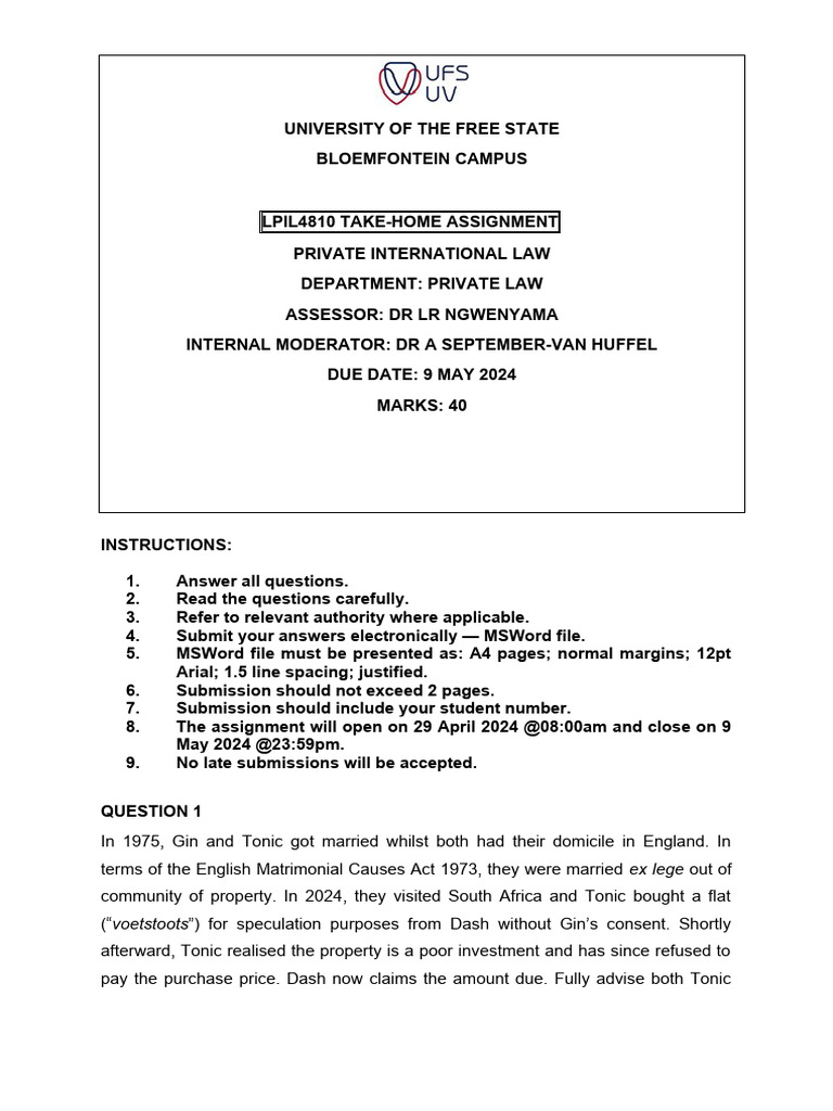 LPIL4810 Take-Home Assignment | Download Free PDF | Offer And Acceptance | Marriage