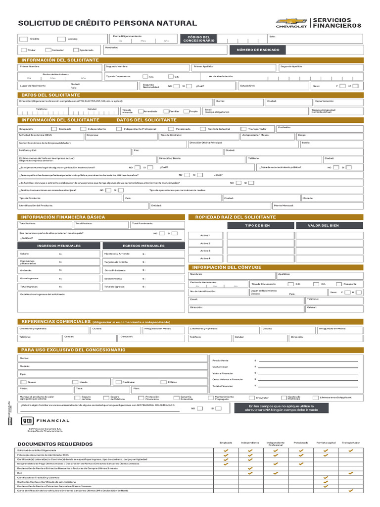 Formato Solicitud de Credito Persona Natural | PDF | Bancos | Colombia