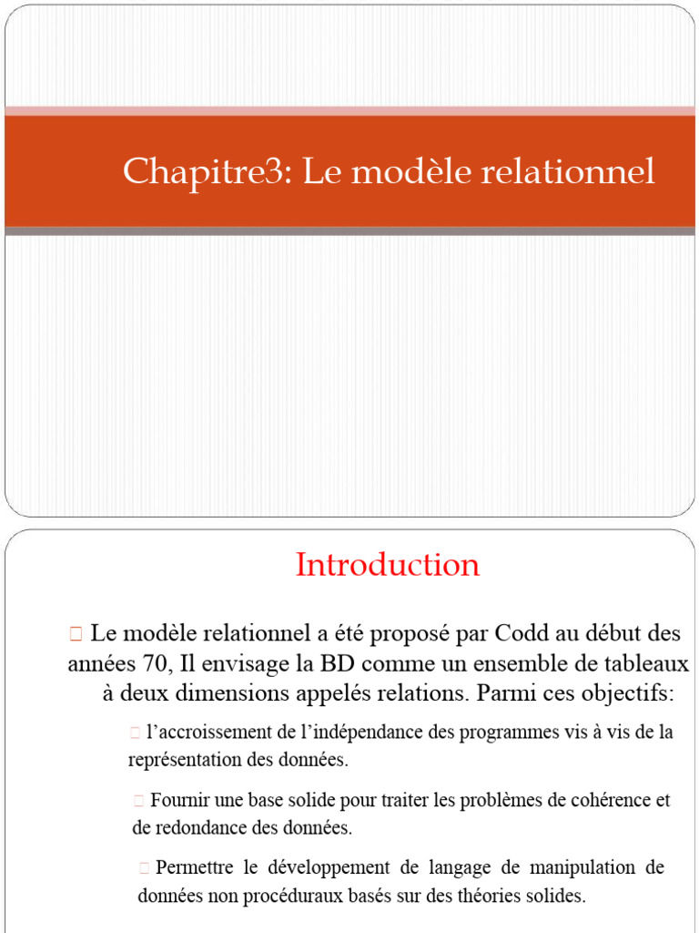 Chapitre 3 | PDF | Modèle relationnel | Gestion des données