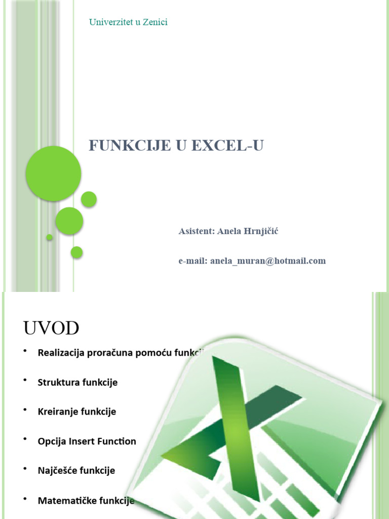 Funkcije U Excelu 2 | PDF