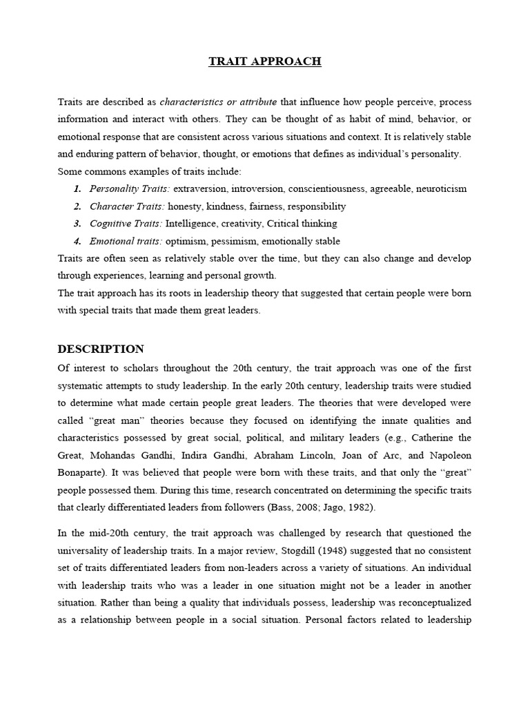 Leadership Traits Explored | PDF | Leadership | Emotional Intelligence