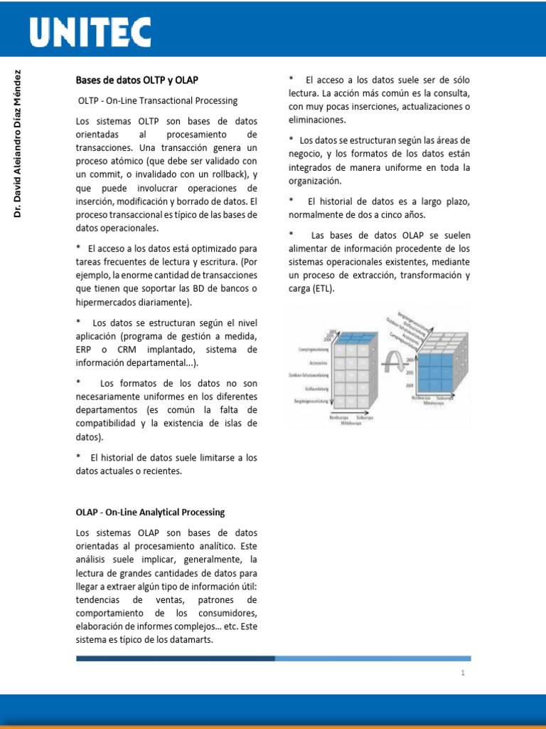 Diferencias entre OLTP y OLAP | PDF | Almacén de datos | Bases de datos