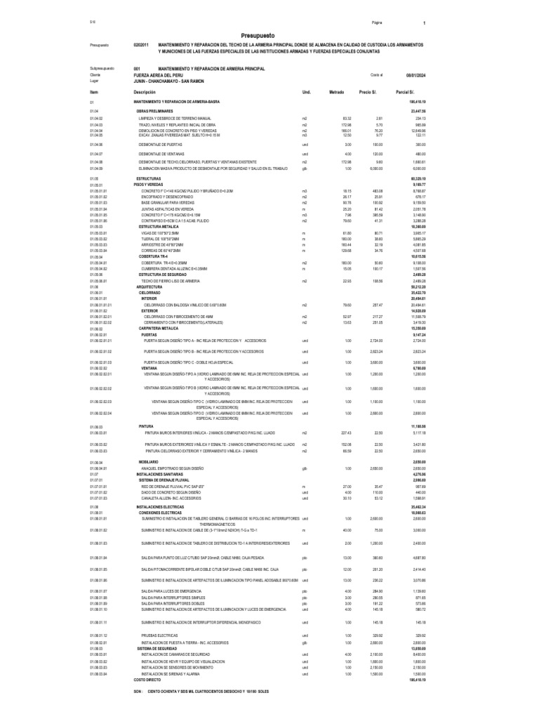 presupuesto | PDF | edificio | Ingeniería de Edificación