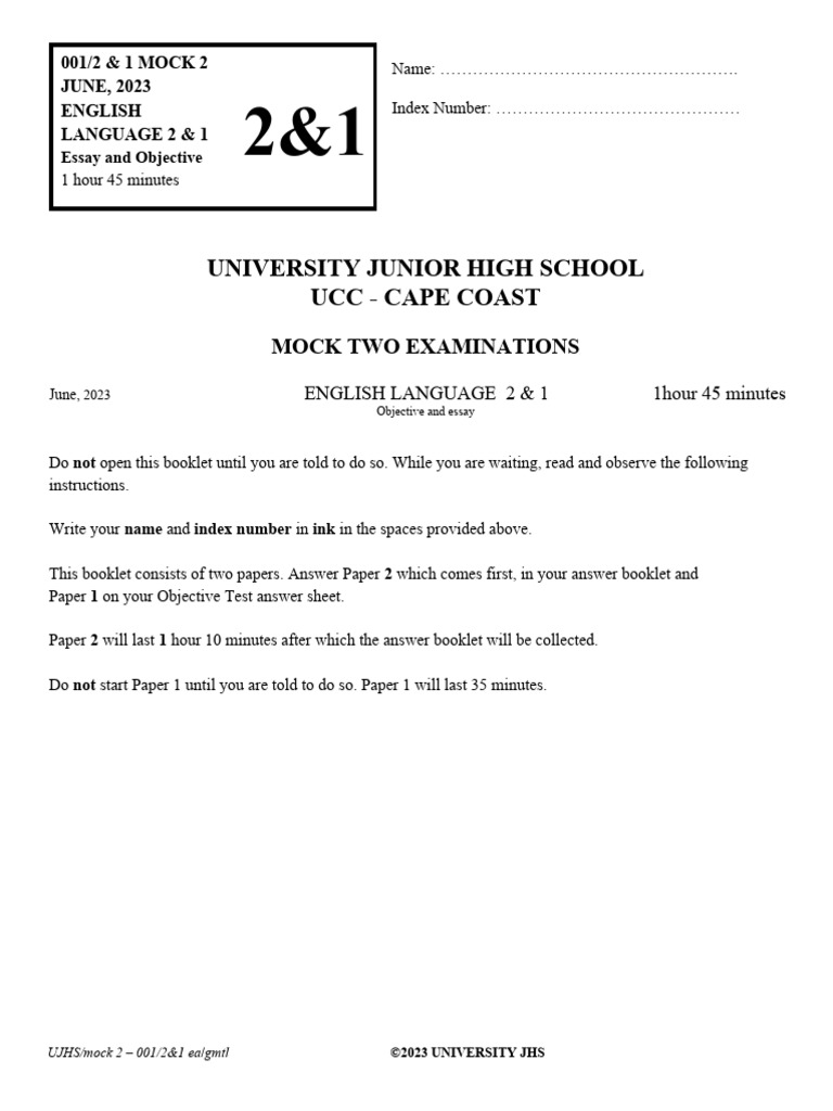 English Language - Mock 2 2023 | PDF