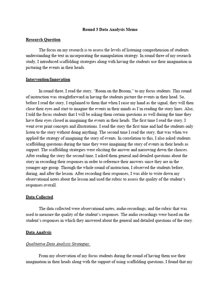 Round 3 Data Analysis Memo-Panou | PDF | Reading Comprehension ... Round 3 Data Analysis Memo-Panou | PDF | Reading Comprehension ...