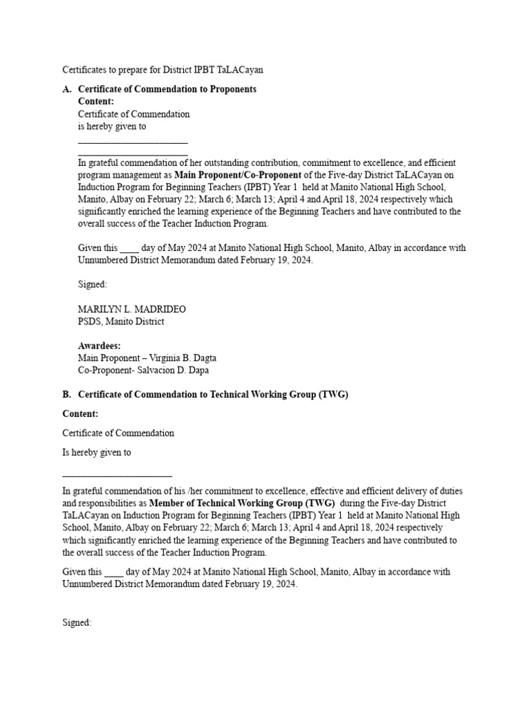 Certificates To Prepare For IPBT Completion | PDF | Learning ...