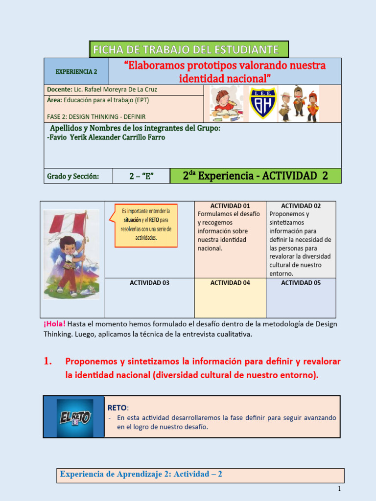 2da Experiencia - ACTIVIDAD - 2 | PDF | Cognición