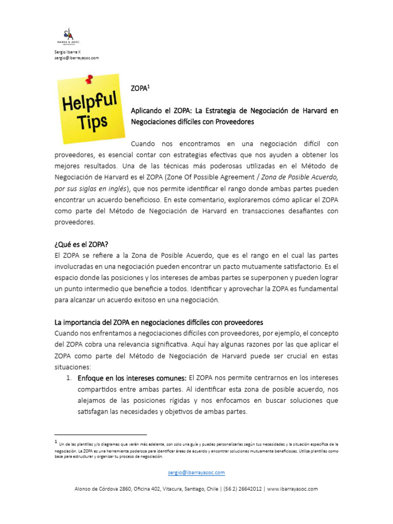 5 Tips ZOPA para Mis Alumnos | PDF | Negociación