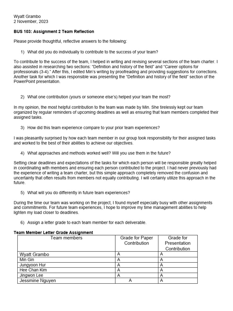 Team Reflection on Collaboration Success | PDF | Cognition