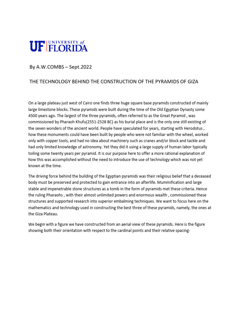 PYRAMID of Gyza - TECHNOLOGY | PDF | Egyptian Pyramids | Friction