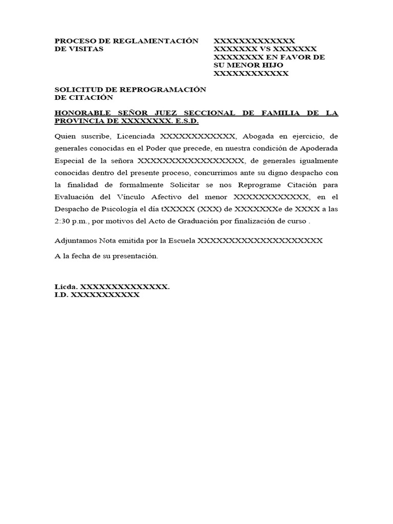 SMODELO MEMORIAL Solicitud de Reprogramación MODELO | PDF