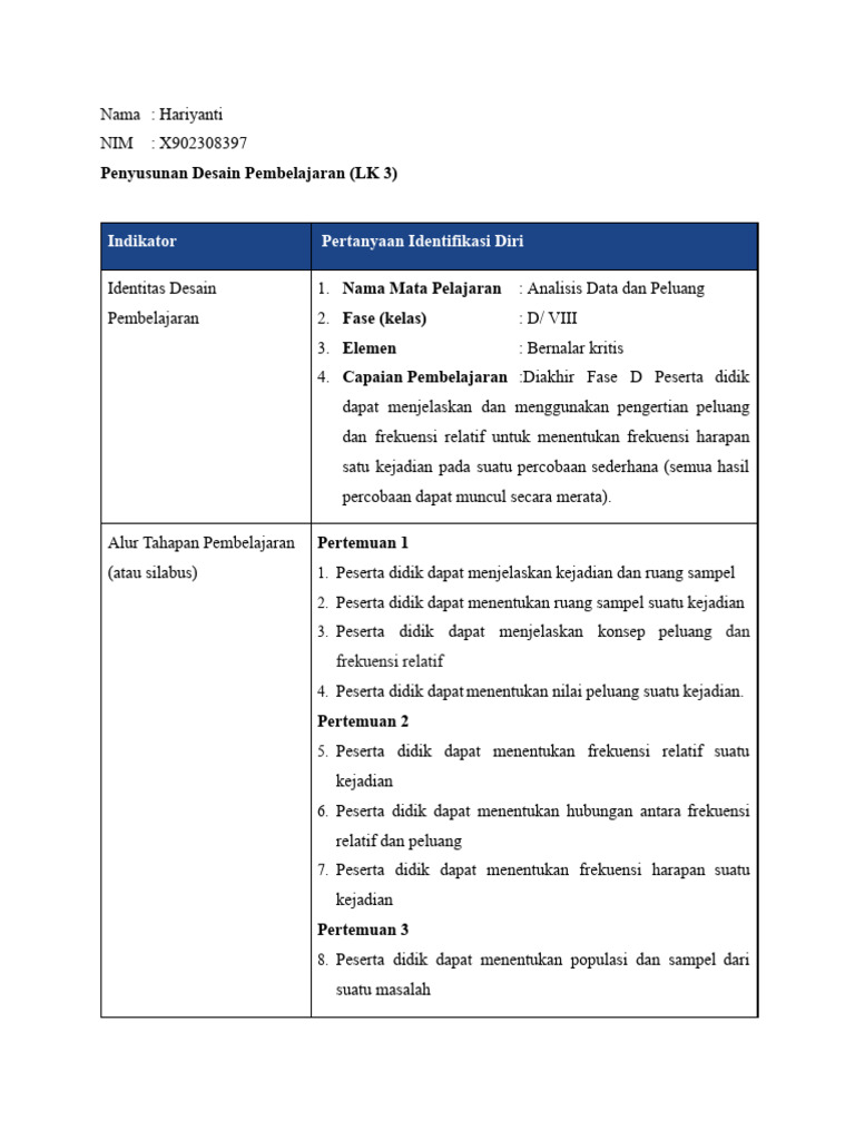 LK 3 Desain Pembelajaran | PDF